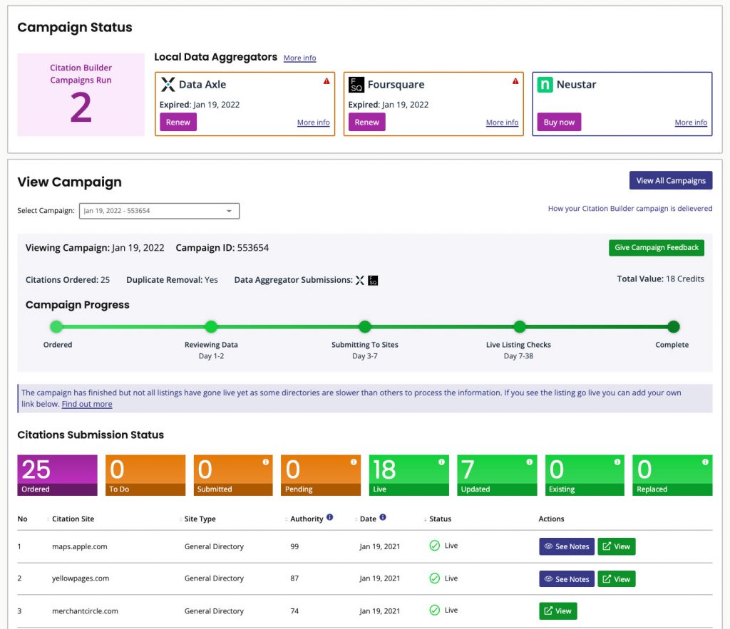 Introducing New and Improved Citation Builder Reports - BrightLocal